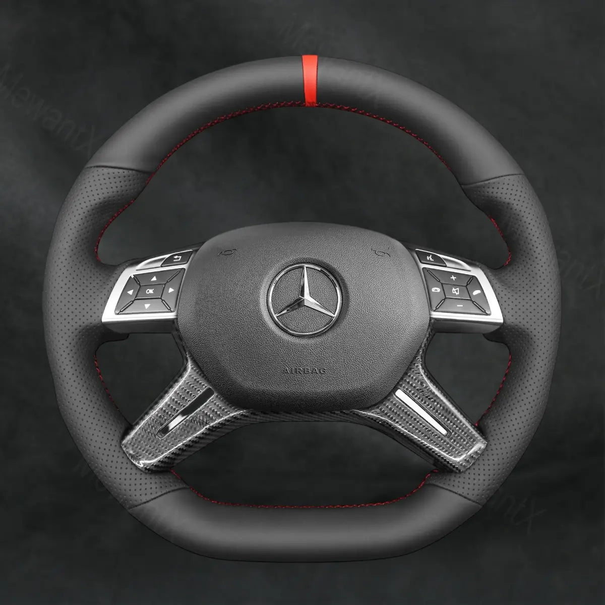 Custom Steering Wheel Cover For Mercedes Benz ML 63 AMG W166 2012-2015 ...